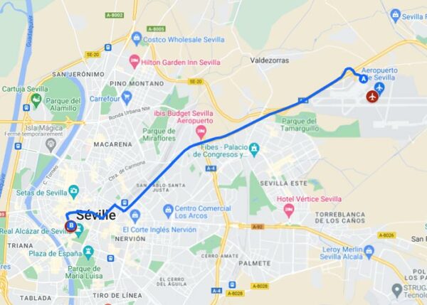 Comment se rendre de l'aéroport de Séville au centre-ville